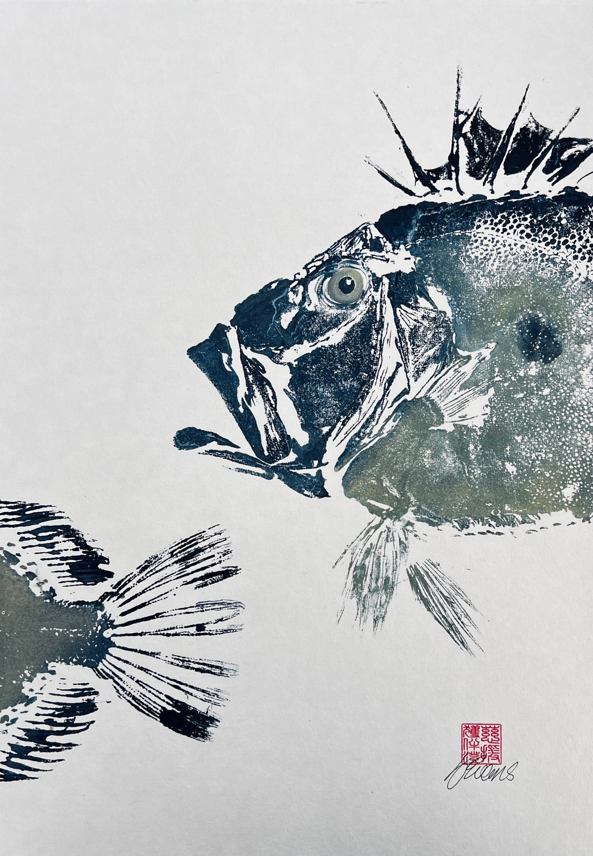 A3 Gyotaku of John Dory – JANE EVANS GYOTAKU