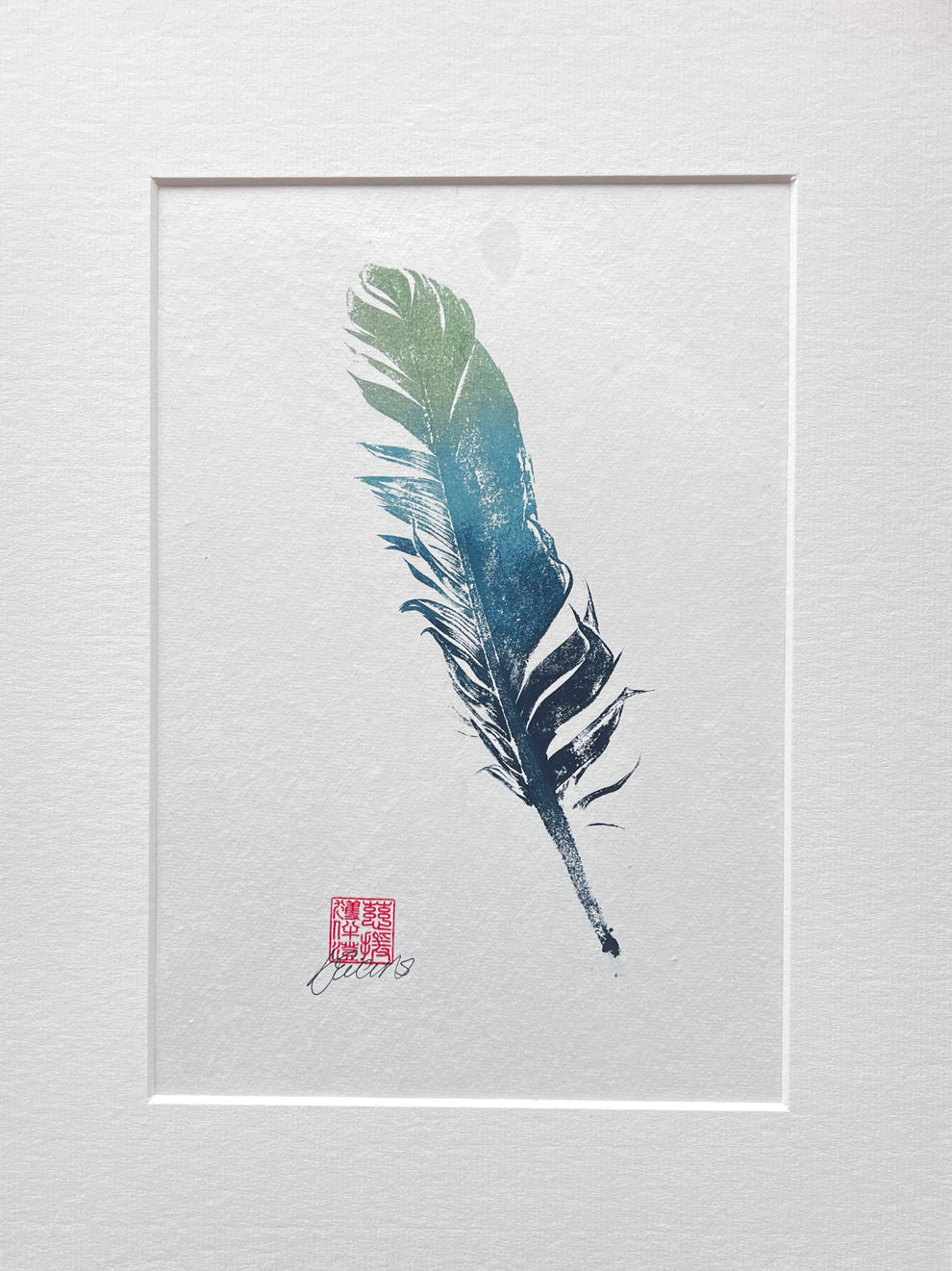 Gyotaku of a Birds Feather A4, Jane Evans, Anglesey – JANE EVANS GYOTAKU
