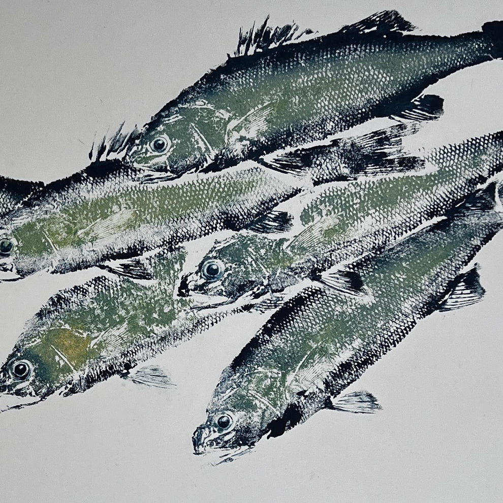 Gyotaku by Jane Evans Anglesey Sea Bass Tritych Gyotaku Print – JANE ...